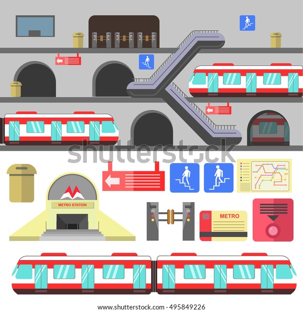 Metro Rail Station Illustration Vector Subway Stock Vector (Royalty ...