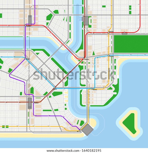 Metro Subway Map Design Template City Stock Vector (Royalty Free ...