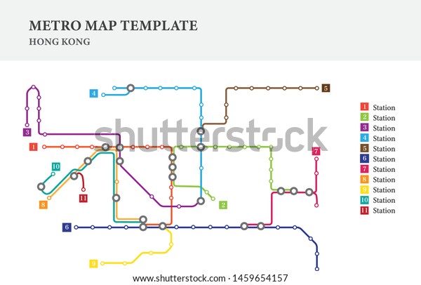 Metro/subway map design template, city transportation -Hong Kong, china ...
