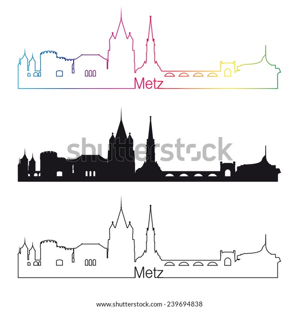 Metz Skyline Linear Style Rainbow Editable Stock Vector (Royalty Free ...