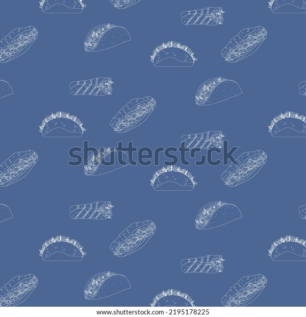 Mexican Burritos Tacos Pattern Background Stock Vector (Royalty Free ...