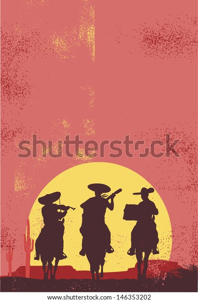 Mexican Cowboys Poster Vector Stock Vector (Royalty Free) 146353202