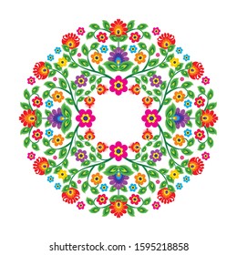 Mexico Flowers Pattern Elements Vector Circle Stock Vector Royalty