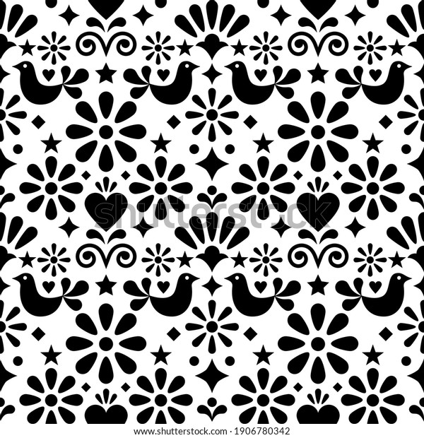 Mexican Folk Art Vector Seamless Pattern Stock Vector (Royalty Free ...
