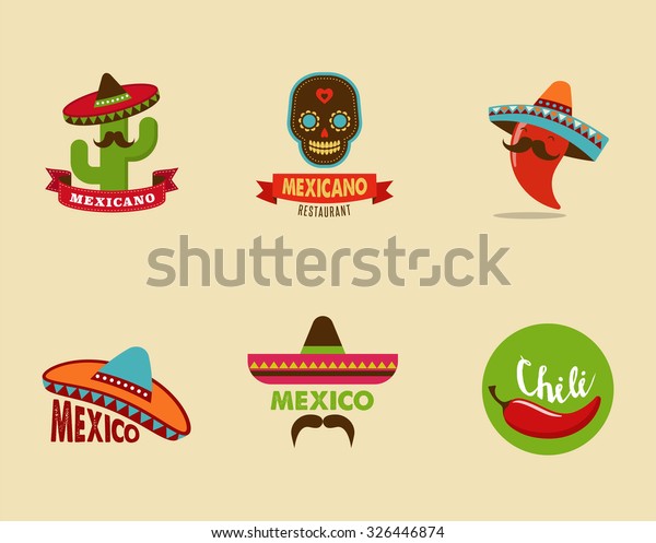 Mexican Food Icons Menu Elements Restaurant Stock Vector (Royalty Free ...