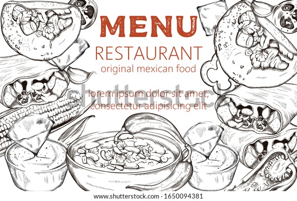 Mexican Food Line Art Composition Corn Stock Vector (Royalty Free ...