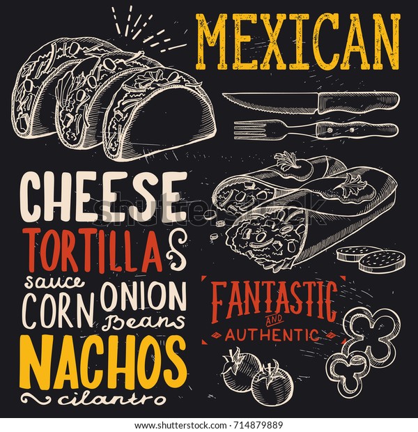 Menú mexicano para restaurante y cafetería. Plantilla de diseño con ...