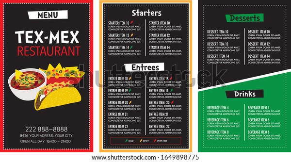 Mexican Restaurant Menu Layout Modern Design Stock Vector (Royalty Free ...