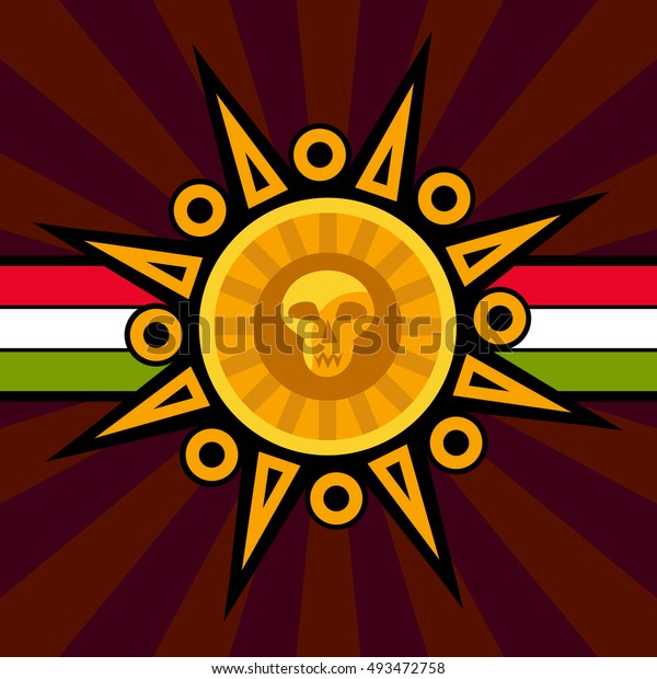 Mexican Sun Logo On Mexican Flag Stock Vector (Royalty Free) 493472758