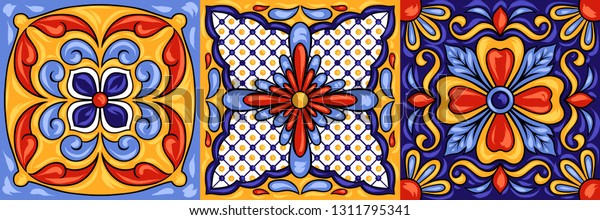 Mexican Talavera Ceramic Tile Pattern Ethnic Stock Vector (Royalty Free ...