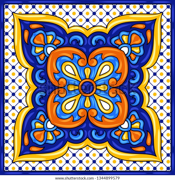 Mexican Talavera Ceramic Tile Pattern Ethnic Stock Vector (Royalty Free ...