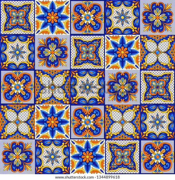 Mexican Talavera Ceramic Tile Pattern Ethnic Stock Vector (Royalty Free ...