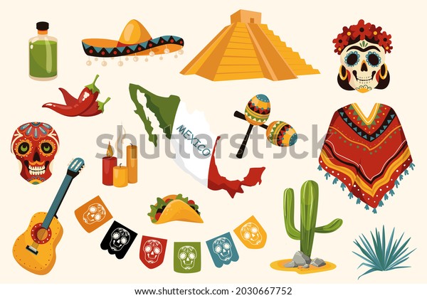Mexican Traditional Design Elements Set Collection Stock Vector ...