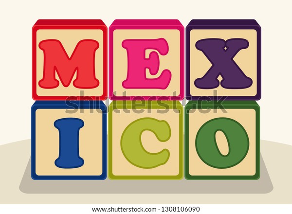 Mexican Traditional Wood Blocks Vector Illustration Stock Vector ...