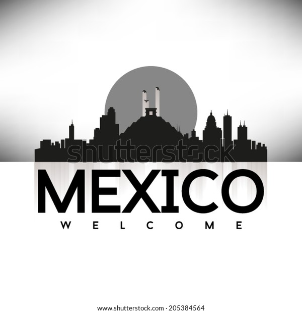 Mexico Black Skyline Design Vector Illustration Stock Vector (Royalty ...