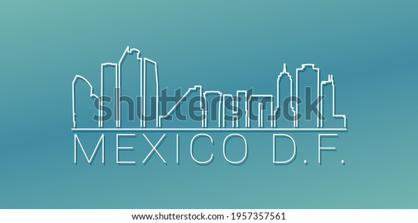 Mexico City Cdmx Mexico Skyline Linear Stock Vector (Royalty Free ...