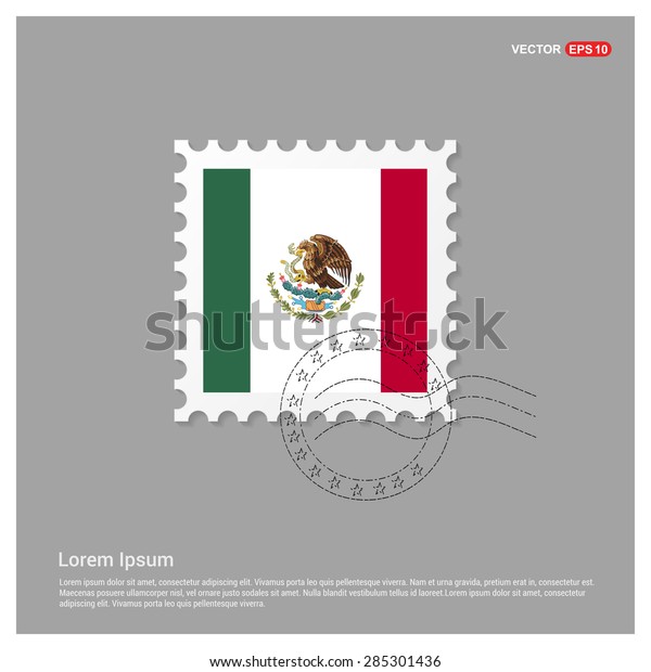 Mexico Flag Postage Stamp On White Stock Vector (Royalty Free) 285301436