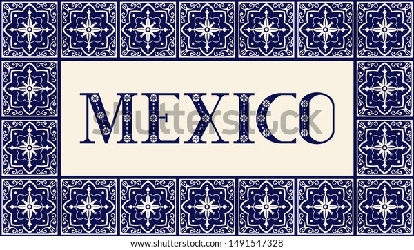 Mexico Illustration Typography Vector Traditional Flowers Stock Vector ...
