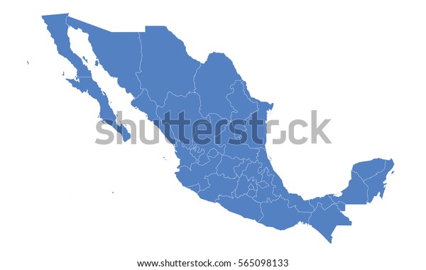 Mexico Map Blue Color Stock Vector (Royalty Free) 565098133 | Shutterstock