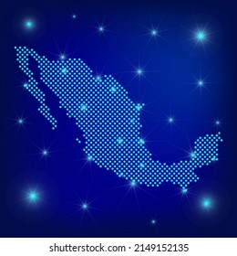 Mexico Map Blue Dotted Map Dots Stock Vector (Royalty Free) 2149152135 ...