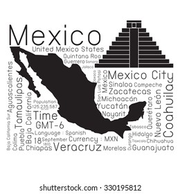 Mexico Map City Landmark Stock Vector (Royalty Free) 330195812 ...