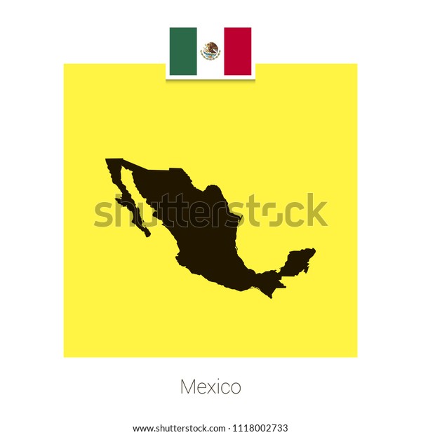 Mexico Map Design Flag Yellow Background Stock Vector (Royalty Free ...