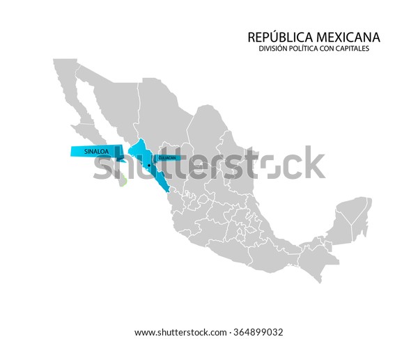 Mexico Map Estado De Sinaloa Stock Vector (Royalty Free) 364899032 ...