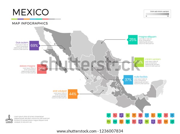 Mexico Map Infographics Editable Separated Layers Stock Vector (Royalty ...