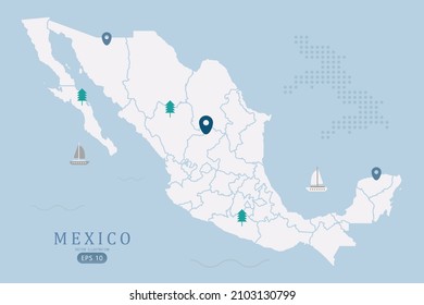 Mexico Map World Map International Vector Stock Vector (Royalty Free ...