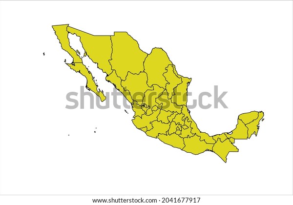 Mexico Map Yellow Color On White Stock Vector (Royalty Free) 2041677917 ...