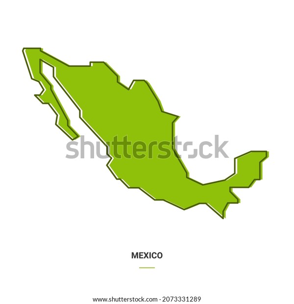 Mexico Outline Map Green Colour Modern Stock Vector (Royalty Free ...