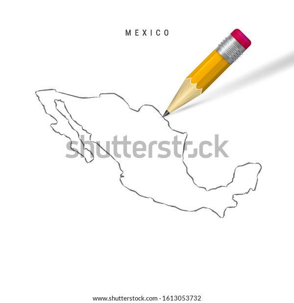 Mexico Sketch Outline Map Isolated On 스톡 벡터(로열티 프리) 1613053732 ...