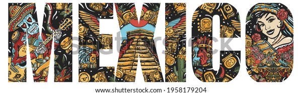 Mexico Slogan Mayan Concept Day Dead Stock Vector (Royalty Free ...