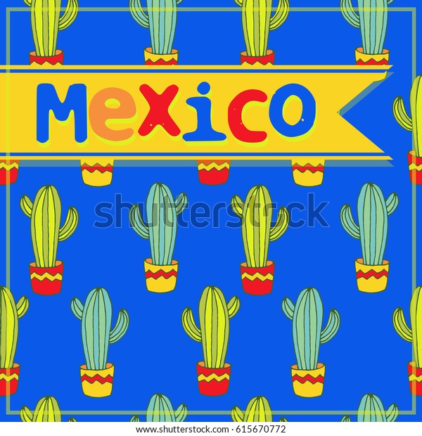 Mexico Vector Greeting Card Seamless Pattern Stock Vector (Royalty Free ...