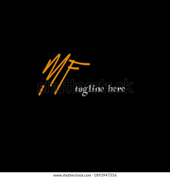 Mf Handwritten Logo Identity Black Background Stock Vector (Royalty ...