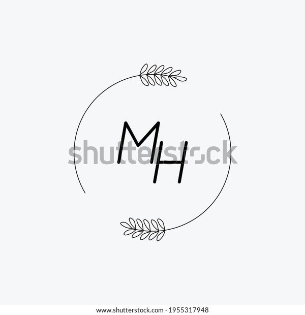 Mh Beauty Vector Initial Logo Handwriting Stock Vector (Royalty Free ...