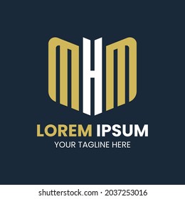 Mhm Lettering Shield Vector Logo Design Stock Vector (Royalty Free ...