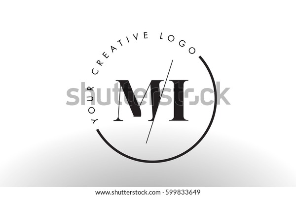 MI Letter Logo Design with Creative Intersected and Cutted Serif Font.