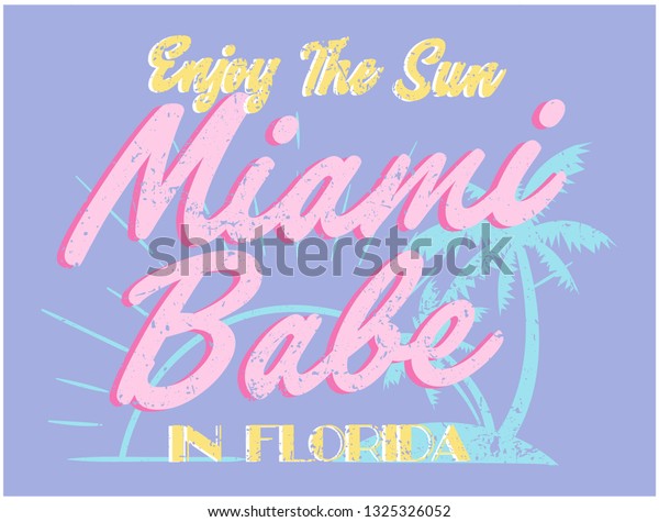 Miami Babe Slogan Graphic Tshirt Vector Stock Vector (Royalty Free ...