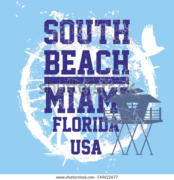 Miami Beach Graphic Design Vector Art Stock Vector (Royalty Free) 544622677