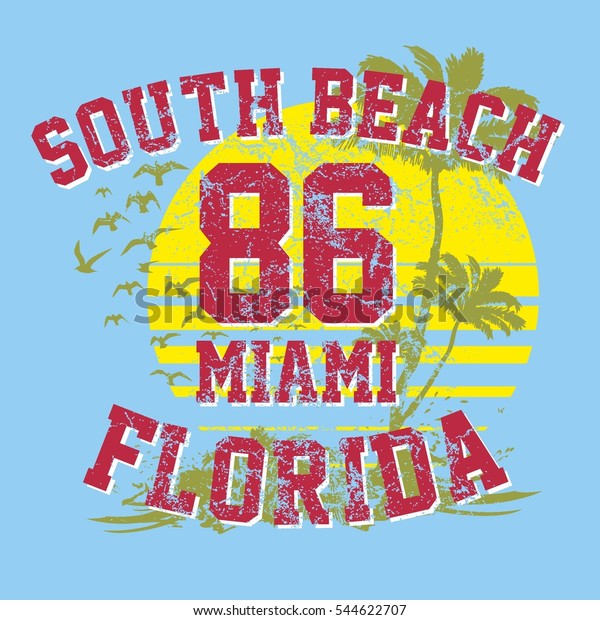 Miami Beach Graphic Design Vector Art Stock Vector (Royalty Free) 544622707