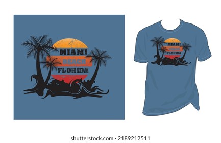 Miami Florida Beach Vector Tshirt Design Stock Vector (Royalty Free ...
