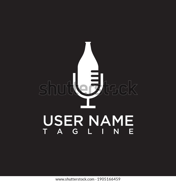 Mic Bottle Silhouette Logo Design Stock Vector (Royalty Free ...