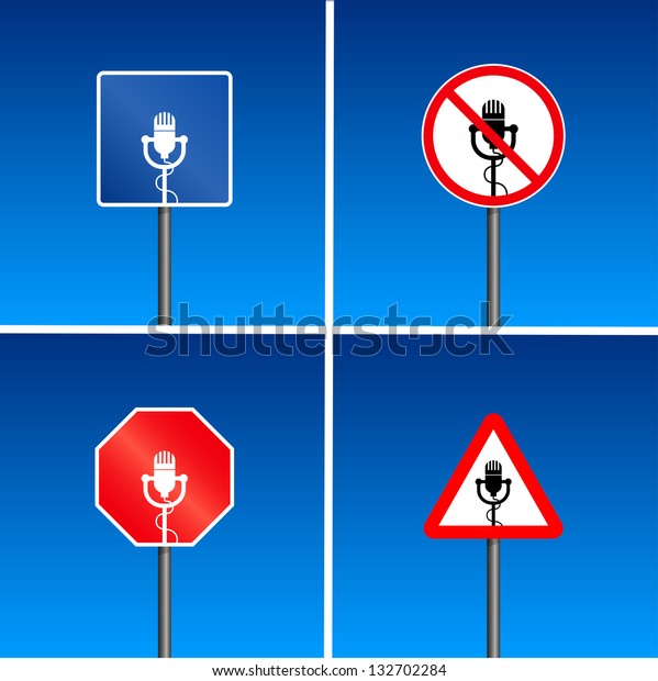 Mic On Traffic Signs Vector Illustration: เวกเตอร์สต็อก (ปลอดค่า ...