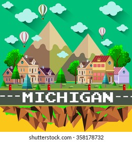 Michigan City Vector Illustration Stock Vector (Royalty Free) 358178732 ...