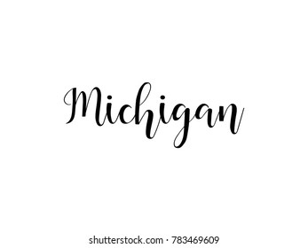 Michigan Lettering Hand Drawn Vector Illustration: vector de stock ...