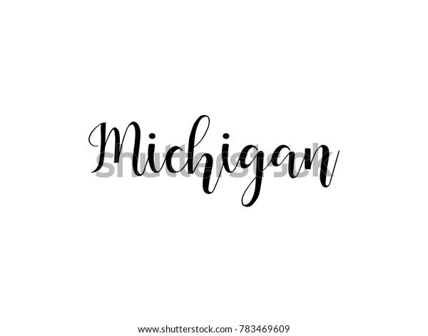 Michigan Lettering Hand Drawn Vector Illustration: vector de stock ...