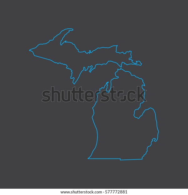 Michigan Map Blue Outline Stroke Line Stock Vector (Royalty Free ...