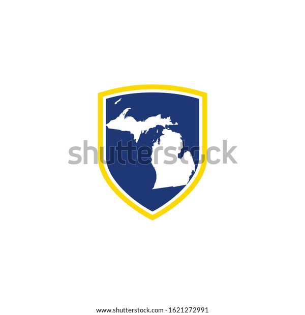 Michigan Map Shield Logo Icon Template Stock Vector (Royalty Free ...
