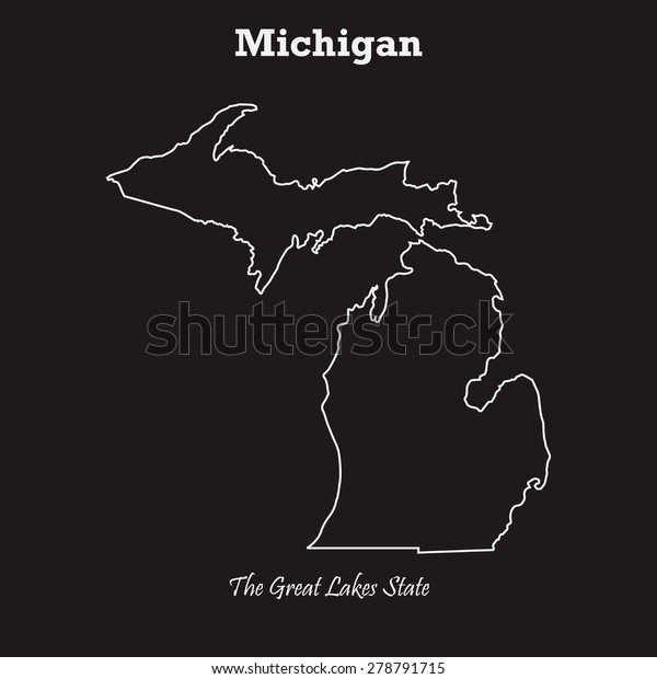 Michigan Outline Map Stroke Name State Stock Vector (Royalty Free ...